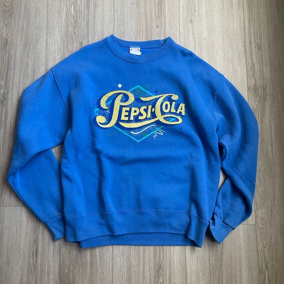 Pepsi | Sweaters | Rare Vintage Pepsi Cola Blue Sweater Crew Neck ...
